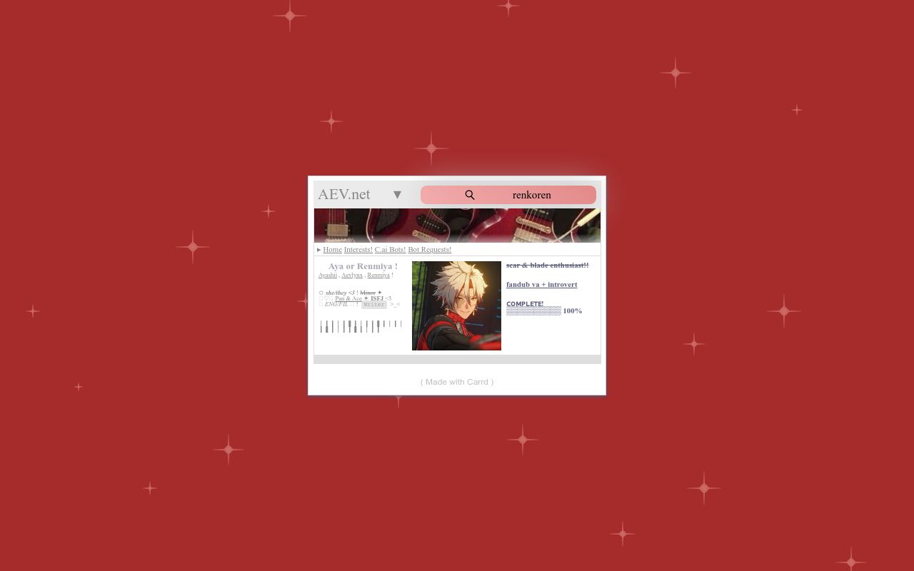⋆ ˚｡⋆୨ Renmiya's Carrd ୧˚